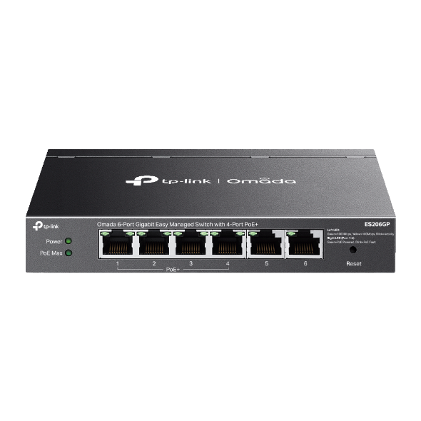 Omada 6-Port Gigabit Easy Managed Switch with 4-Port PoE+, ES206GP